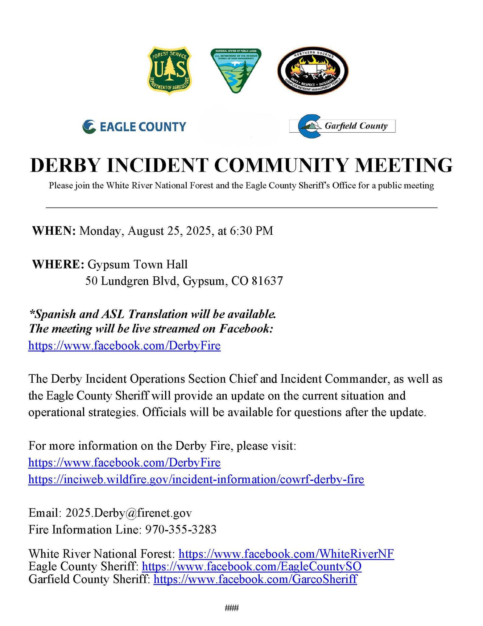 Derby Fire: Community meeting tonight, Monday, August 25, 2025 ...